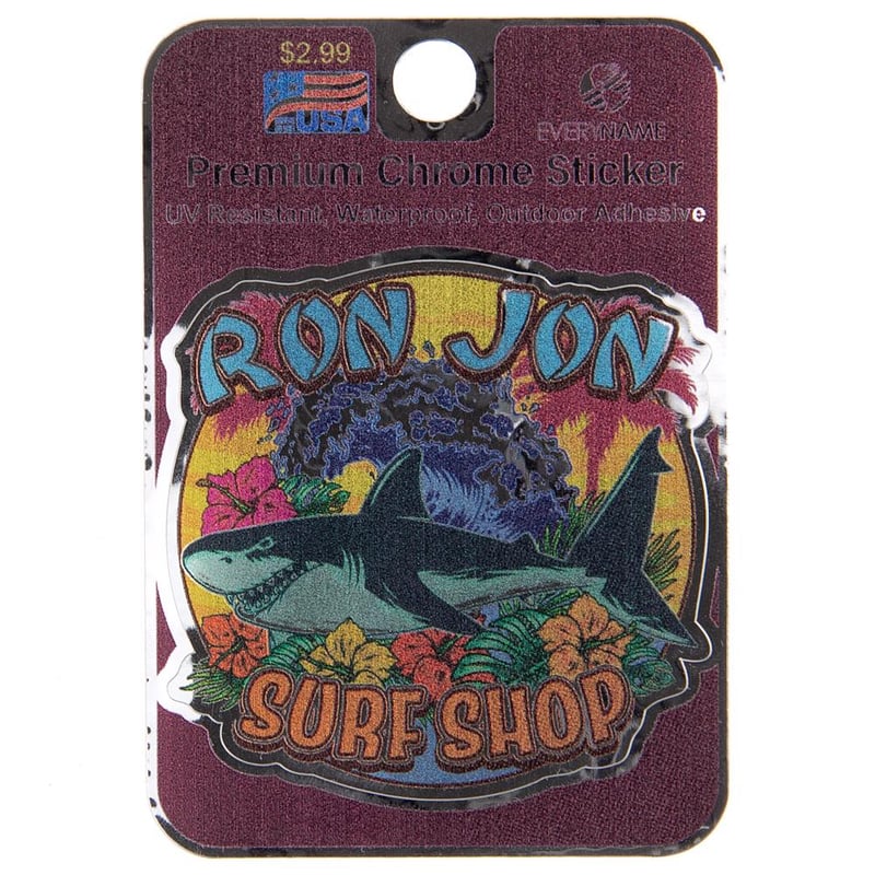 Ron Jon Shark Chrome Sticker | Ron Jon Surf Shop