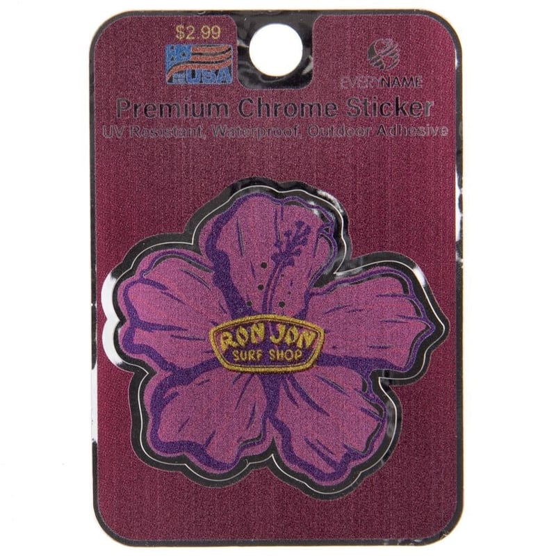 Ron Jon Hibiscus Flower Chrome Sticker | Ron Jon Surf Shop