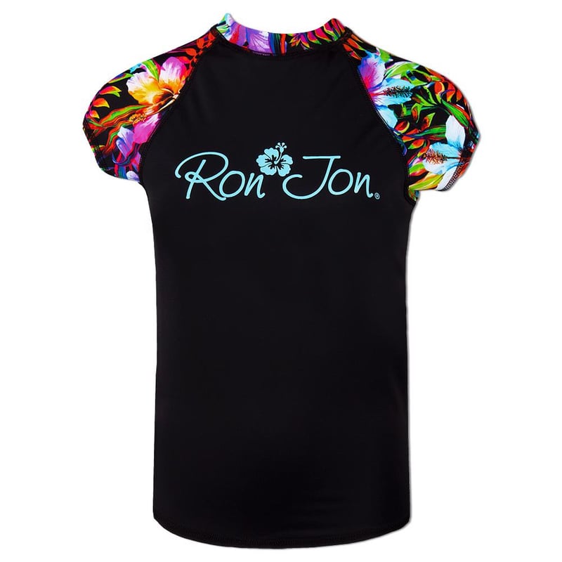 Ron Jon Kids Cap Sleeve Black Hibiscus Rash Guard | Ron Jon Surf Shop